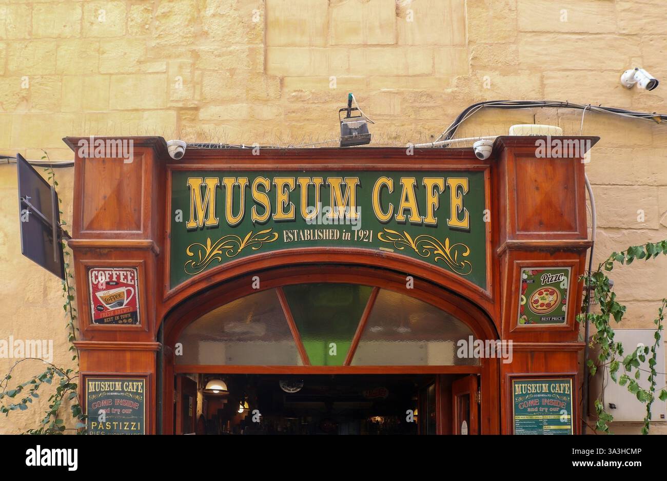 Valletta, Malta 27. September 2024, Wooden vintage sign of the Museum ...