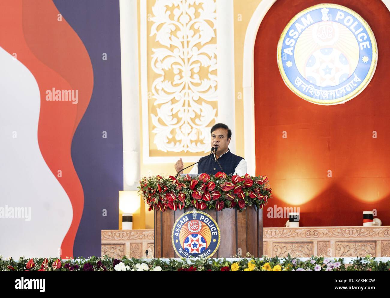 Assam Chief Minister Himanta Biswa Sarma delivers a speech during the ...
