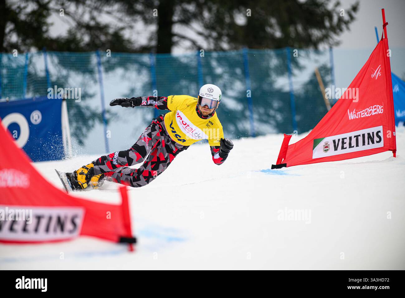 WINTERBERG, GERMANY - 15 MARCH, 2025: PINK Matthaeus - VISA FIS Snowboard Alpine World Cup ...