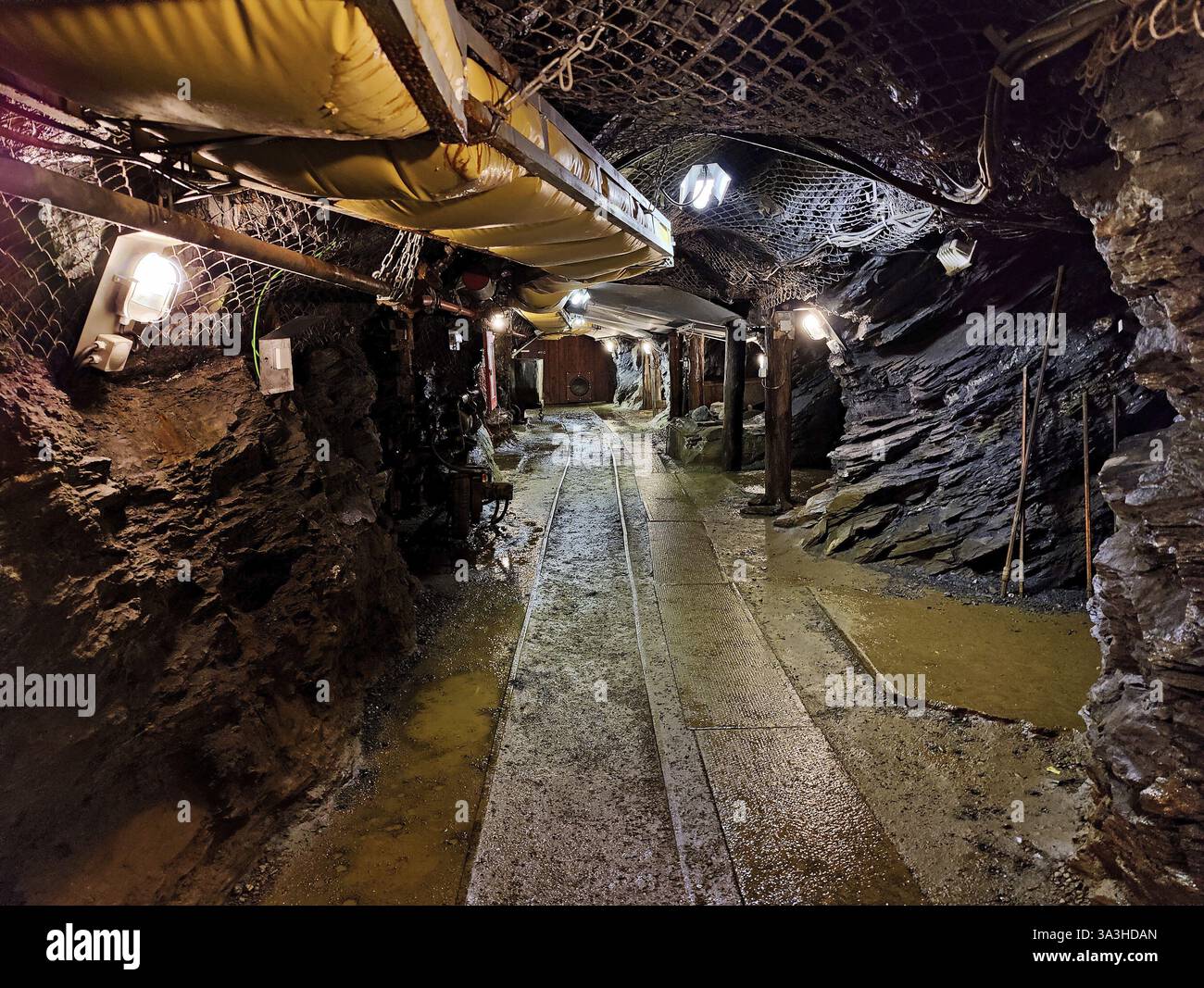 Underground, tunnels in the visitor mine, Rammelsberg ore mine, UNESCO ...