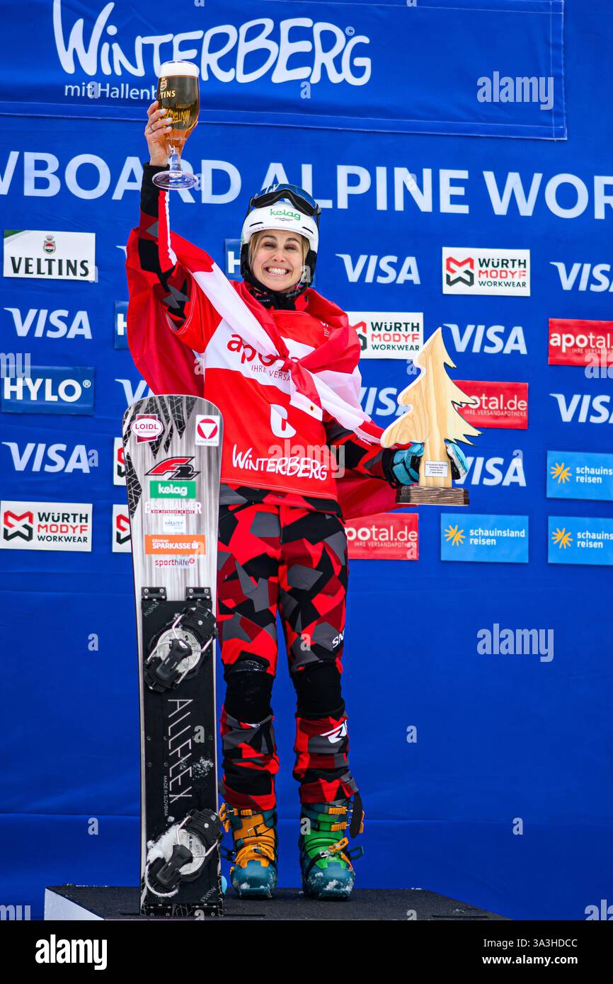 WINTERBERG, GERMANY - 15 MARCH, 2025: PAYER Sabine, AUT - VISA FIS Snowboard Alpine World Cup ...