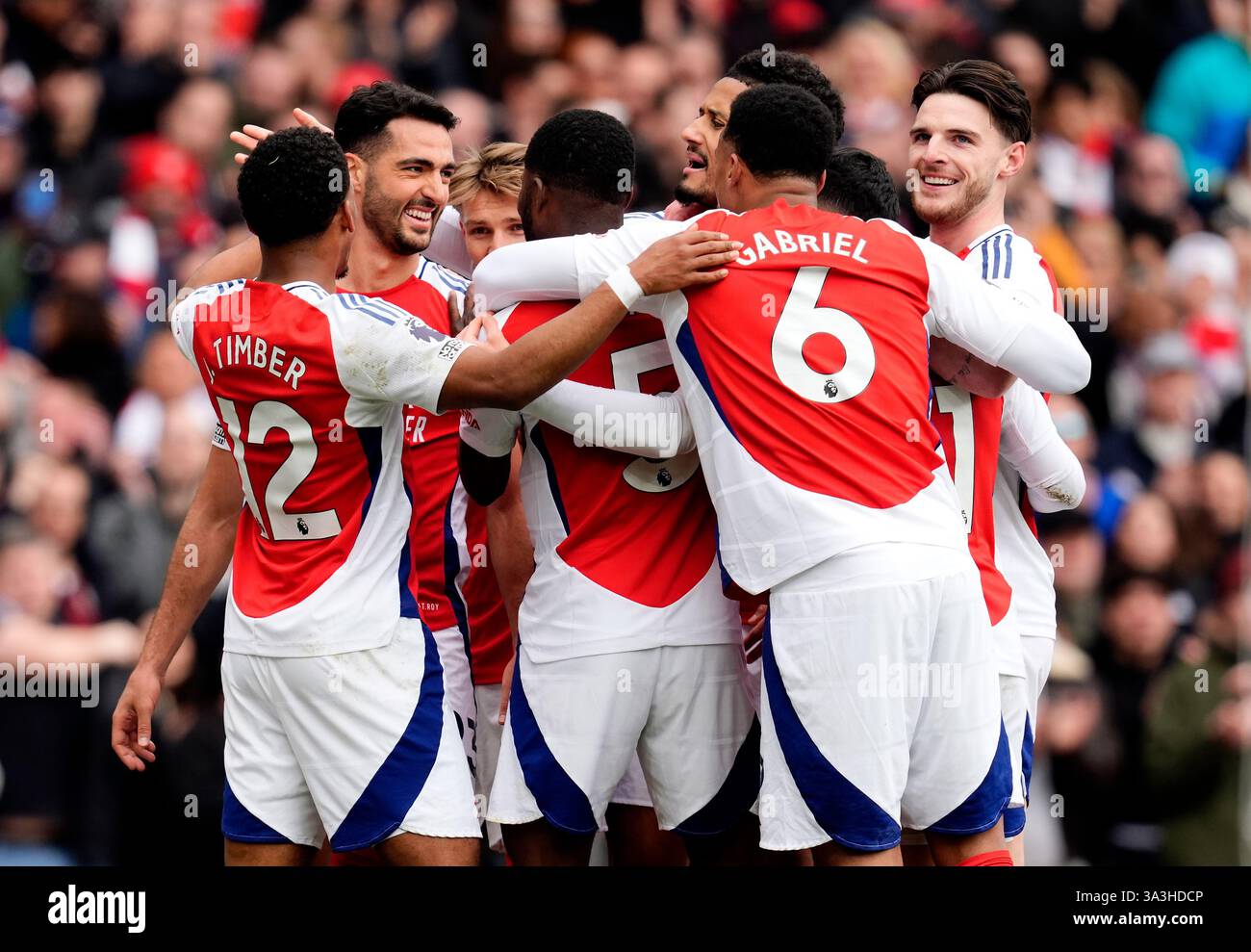Arsenal's Mikel Merino celebrates scoring their side's first goal of ...