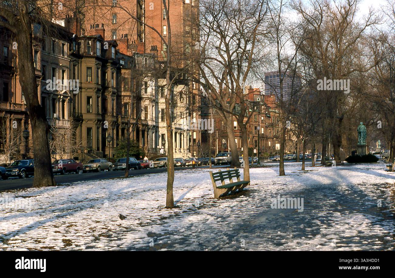 Commonwealth Avenue, Boston, Massachusetts, USA. Winter 1979 / 1980 ...