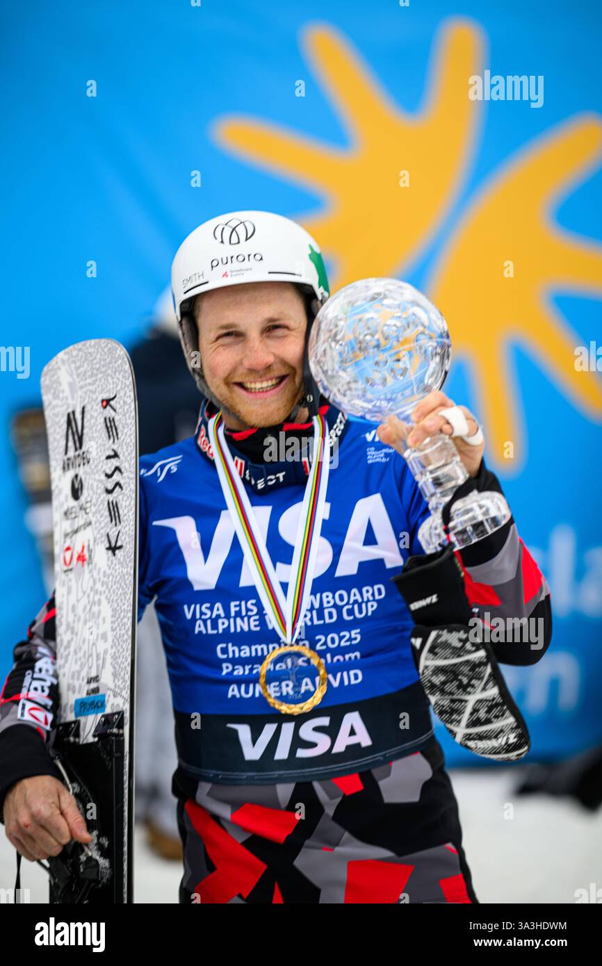 WINTERBERG, GERMANY - 15 MARCH, 2025: AUNER Arvid, AUT - VISA FIS Snowboard Alpine World Cup ...