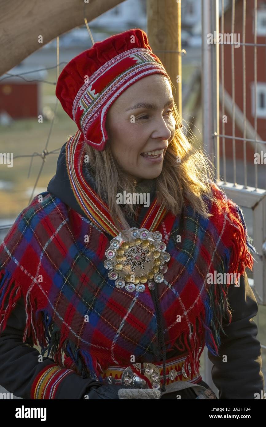 Sami, Lapp, indigenous people, young woman with traditional traditional ...
