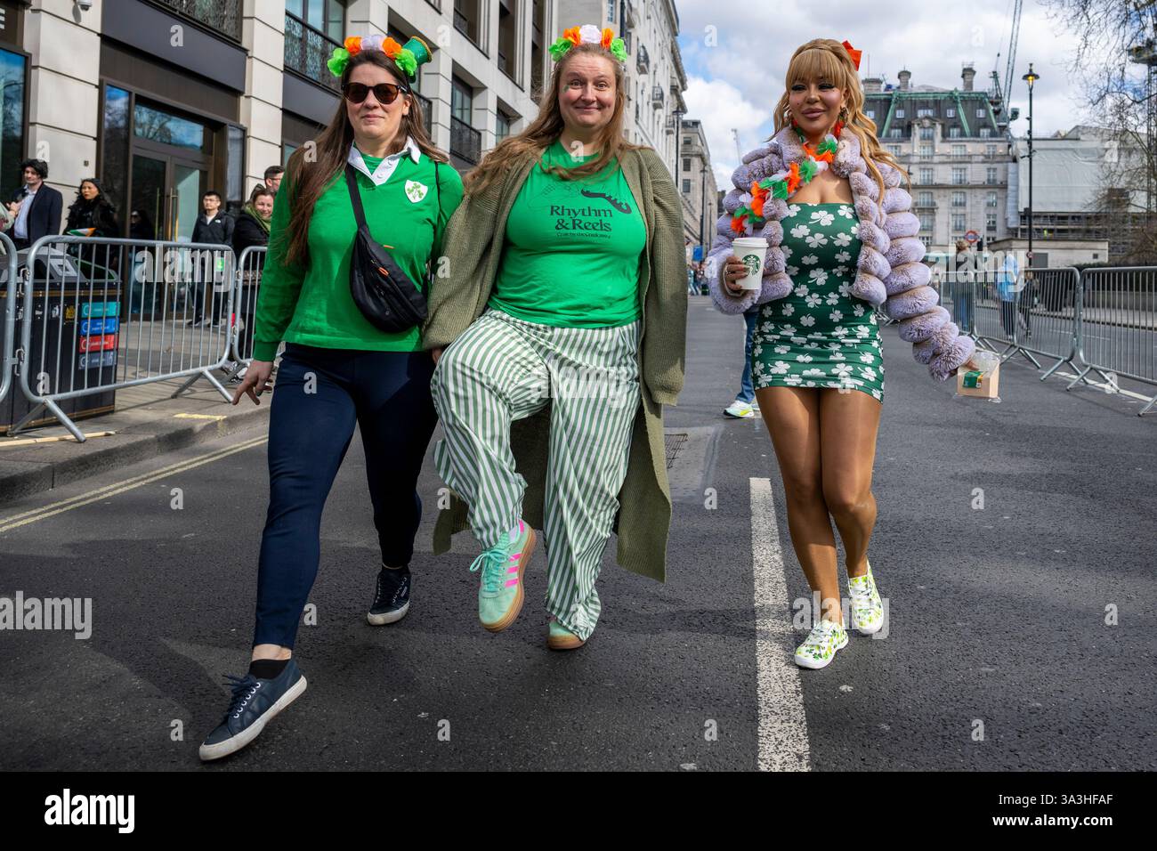 London, UK. 16 March 2025. People watch the annual St Patrick’s Day ...