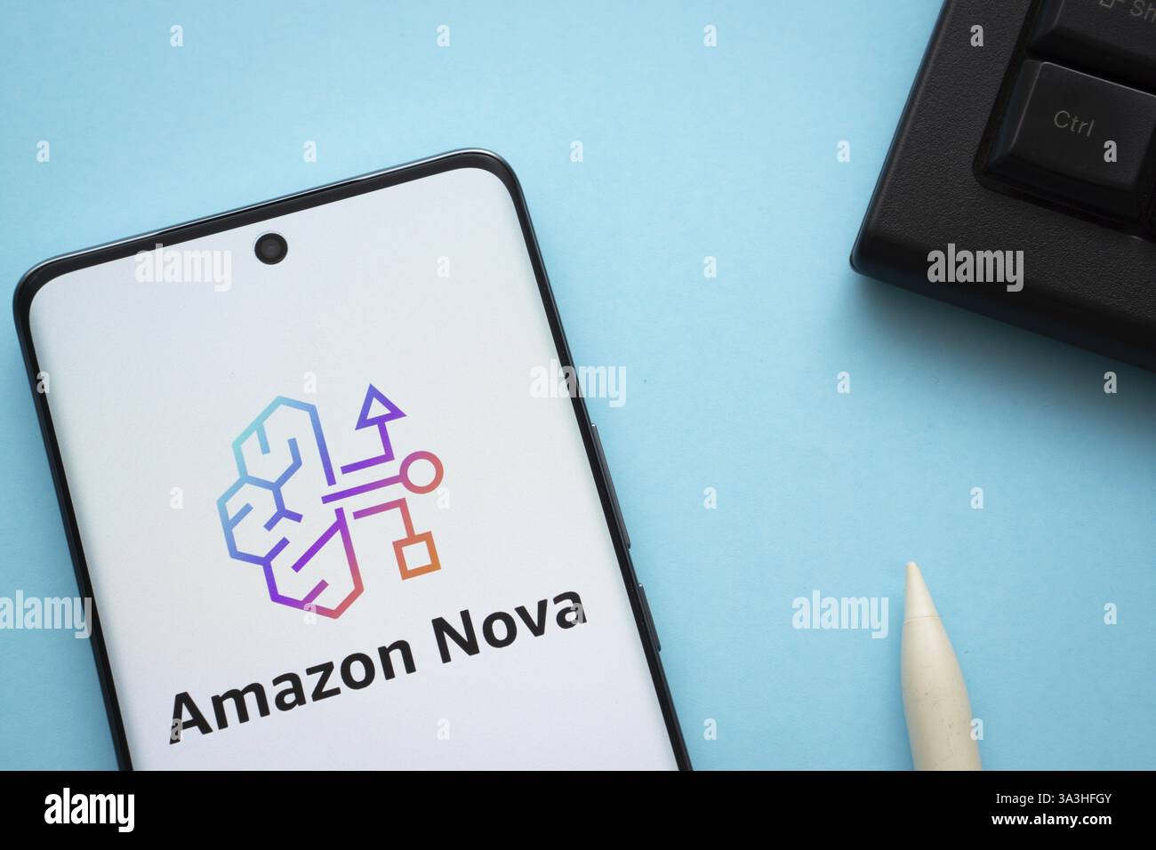 The logo of the Amazon Nova is displayed on a smartphone screen Stock Photo - Alamy