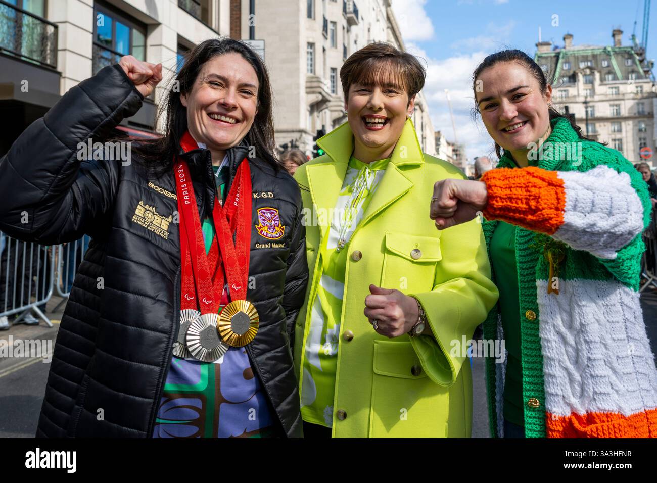 London, UK. 16 March 2025. (L) Katie-George Dunlevy, para cyclist gold ...