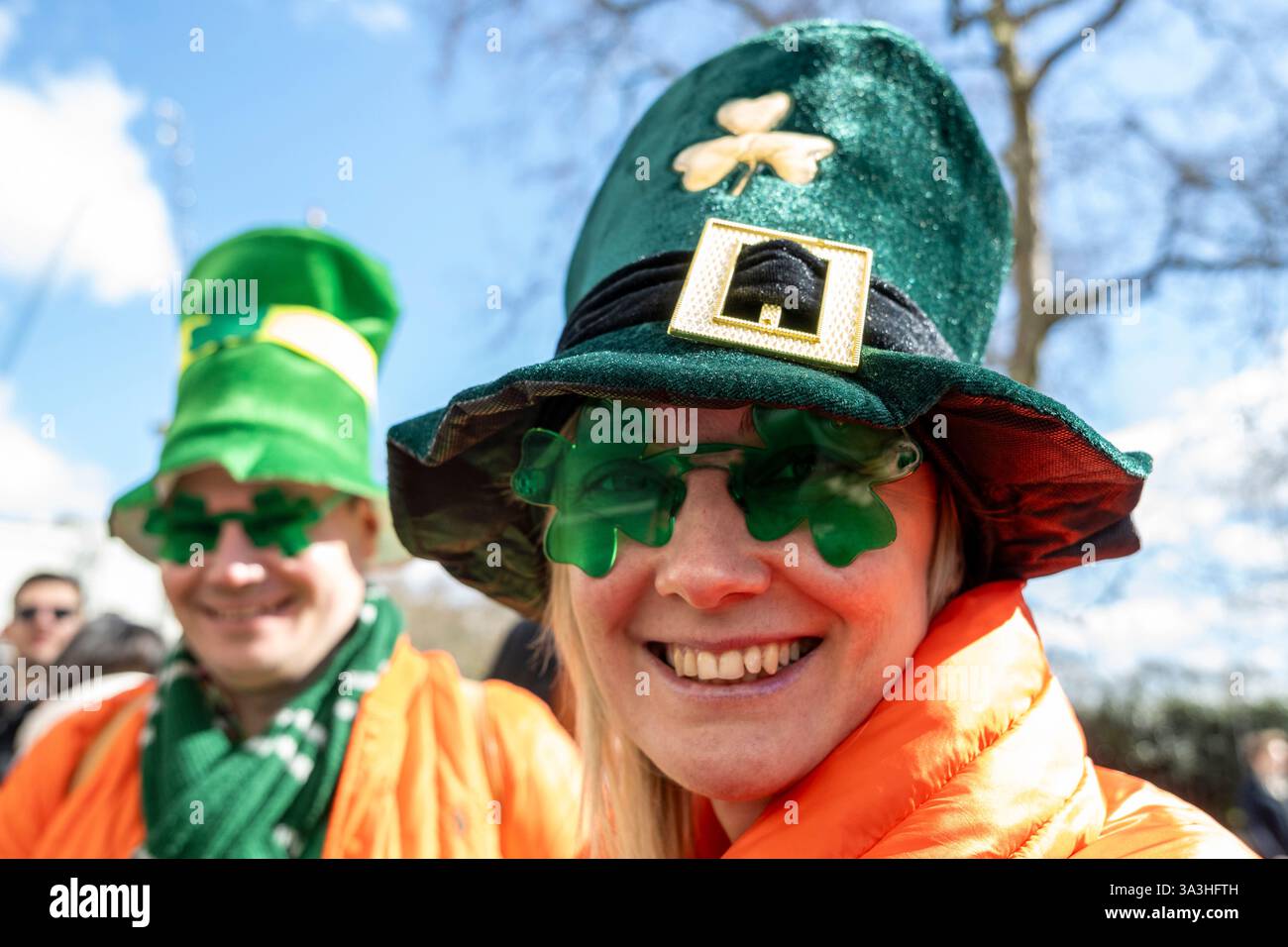 London, UK. 16 March 2025. People watch the annual St Patrick’s Day ...
