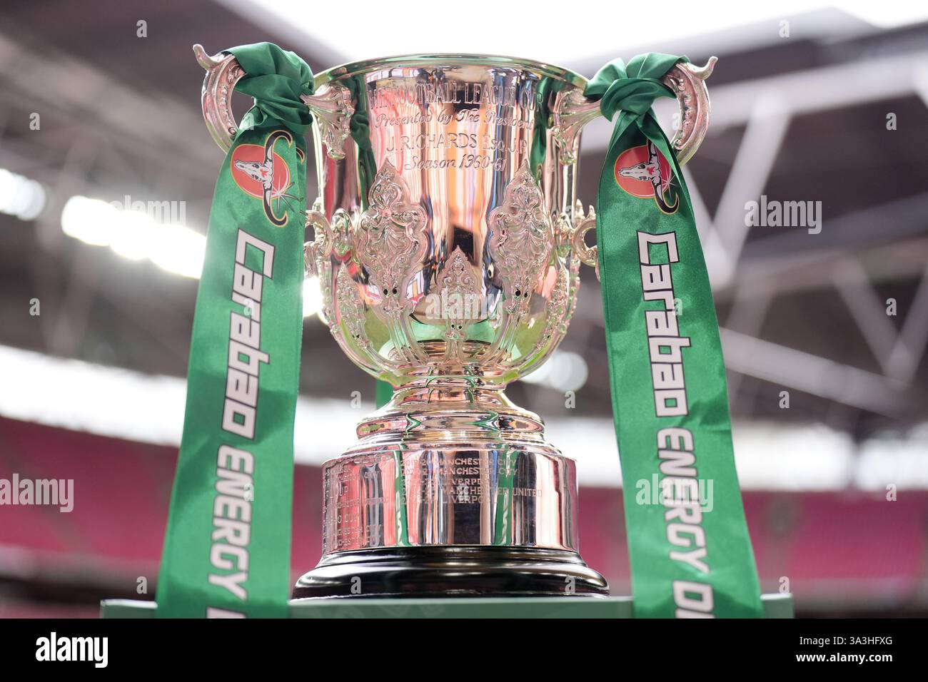 A general view of the Carabao Cup Trophy ahead of the Carabao Cup final ...