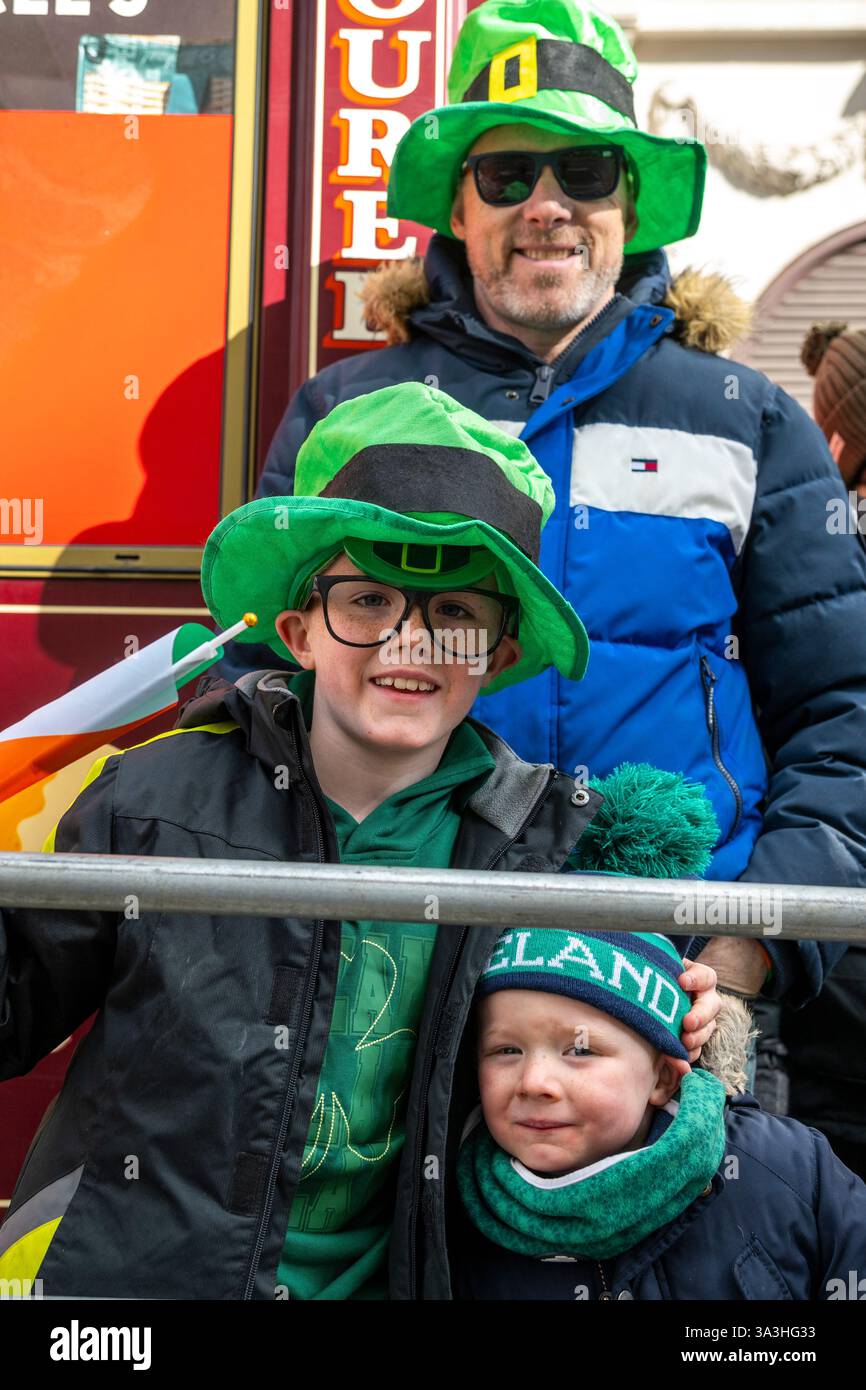 London, UK. 16 March 2025. People watch the annual St Patrick’s Day ...
