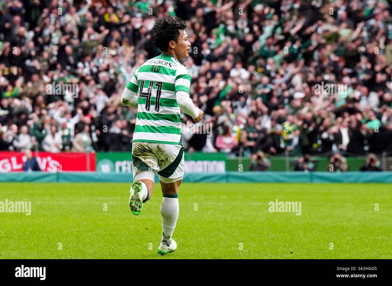 Celtic's Reo Hatate celebrates after scoring his sides second goal ...