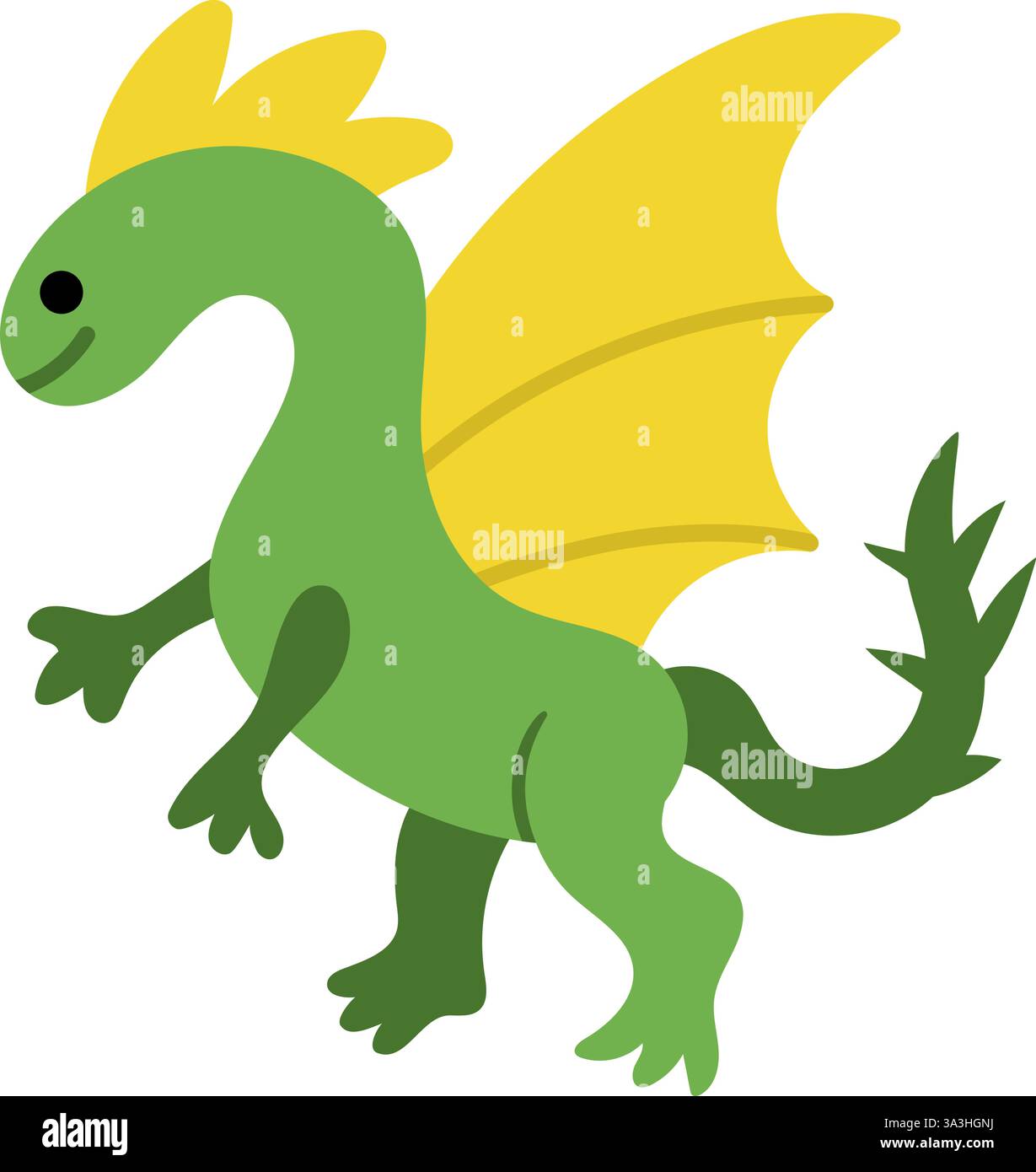 Vector green dragon icon. Magic creature clipart. Cute fairytale ...