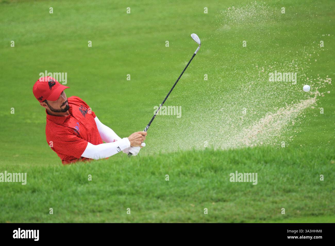 Singapore. 16th Mar, 2025. Mexico's Abraham Ancer of Fireballs GC hits ...