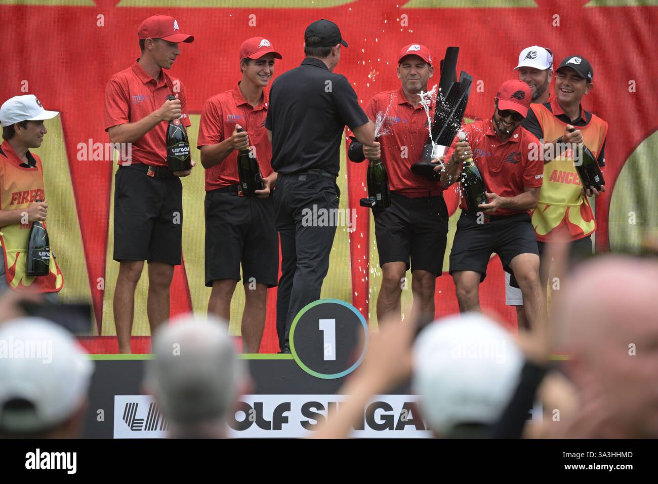 Singapore. 16th Mar, 2025. Spain's Sergio Garcia (4th R) of Fireballs ...