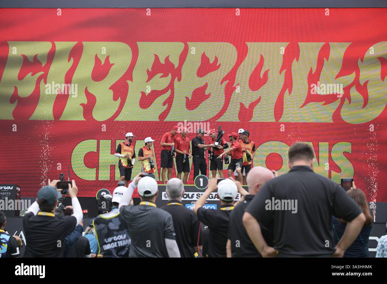 Singapore. 16th Mar, 2025. Spain's Sergio Garcia (6th L) of Fireballs ...