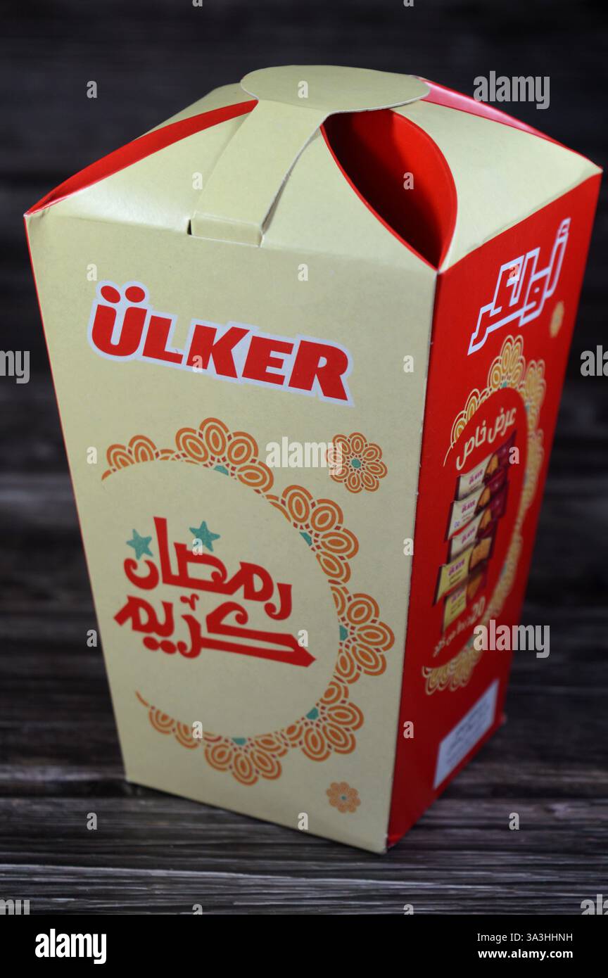 Cairo, Egypt, March 1 2025: Ulker Ramadan month lantern lamp Fanous ...