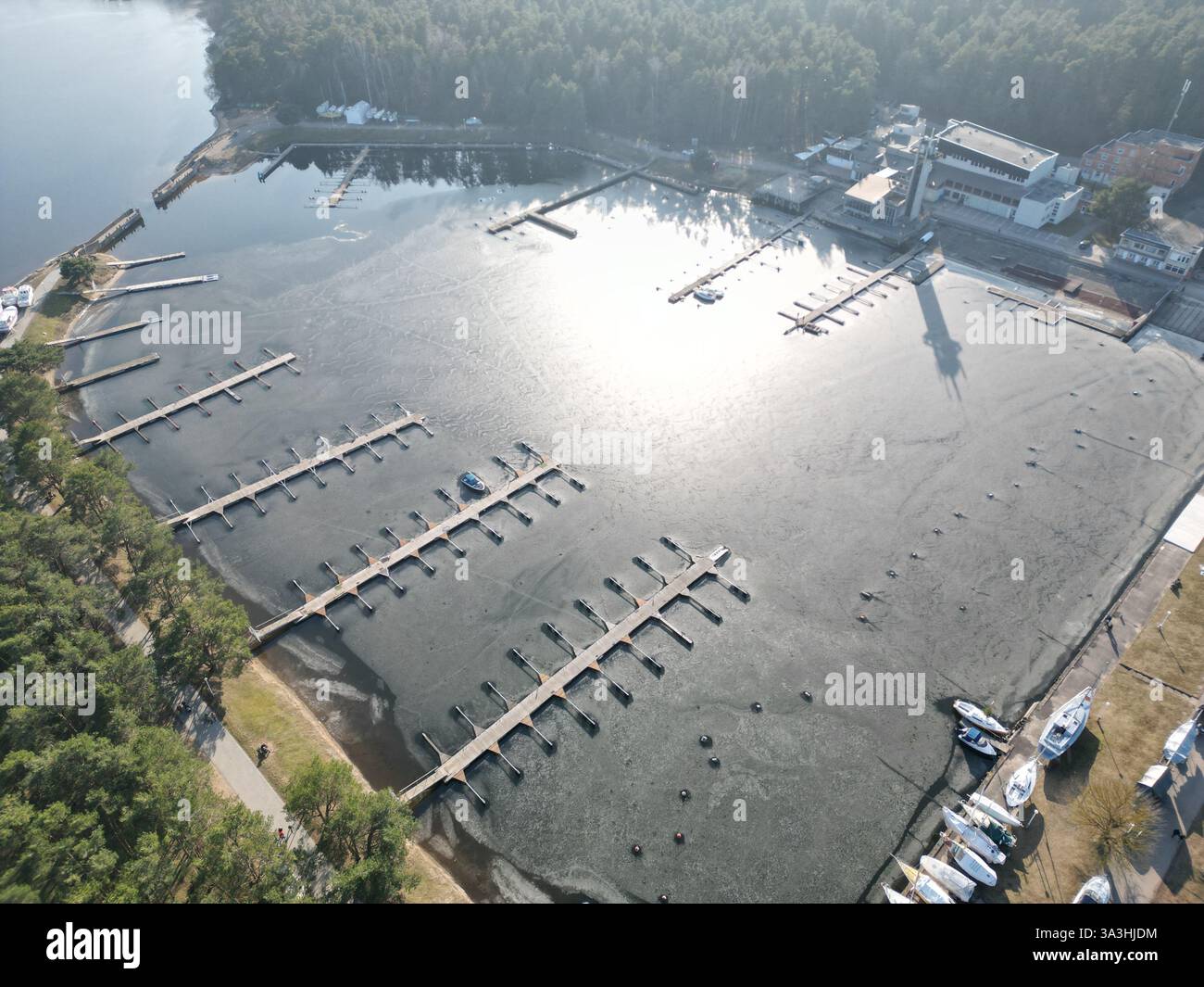 Aerial View of marina with Boat Slip in Europe Stock Photo - Alamy
