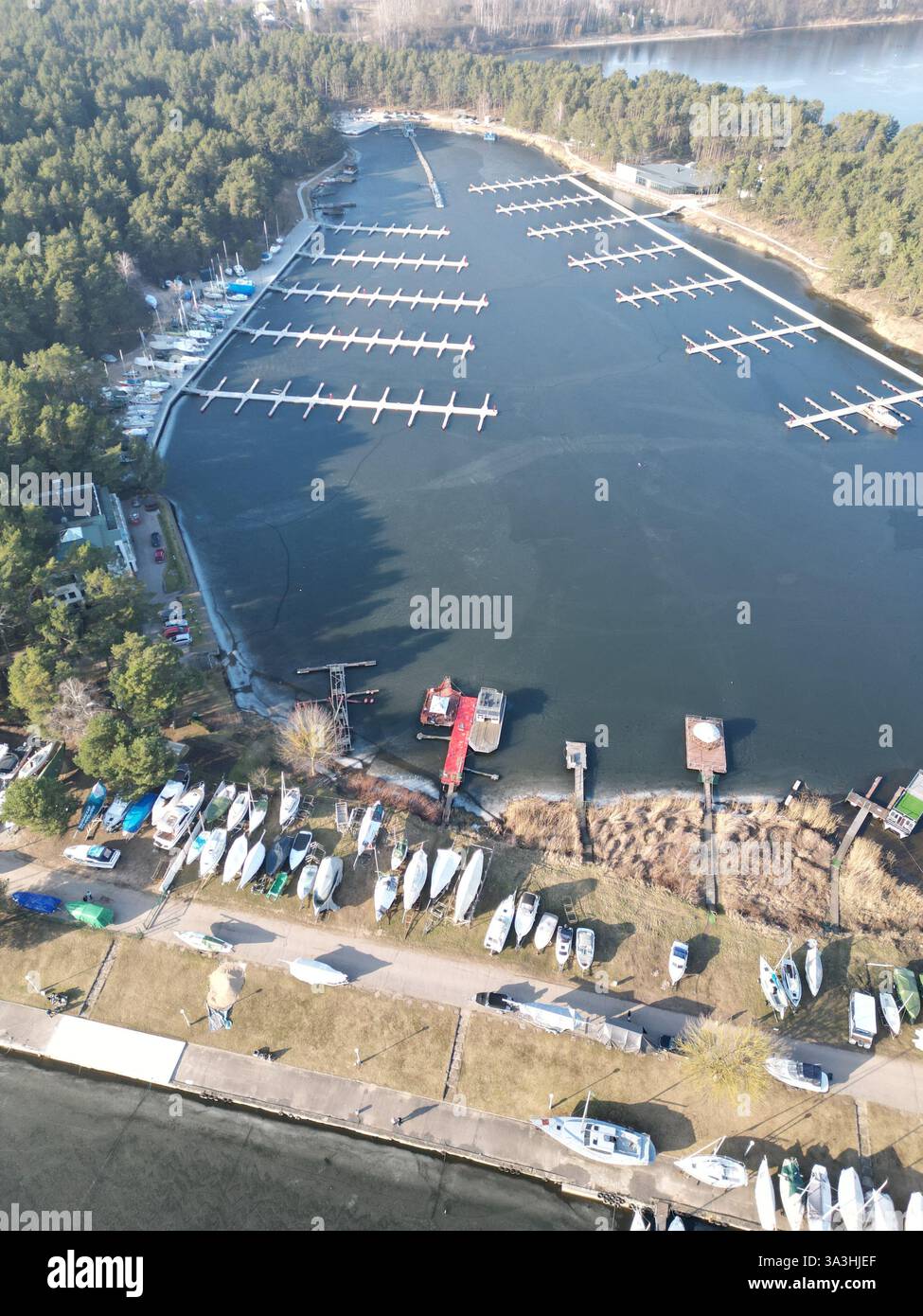 Aerial View of yacht dock with Boat Slip in Europe Stock Photo - Alamy