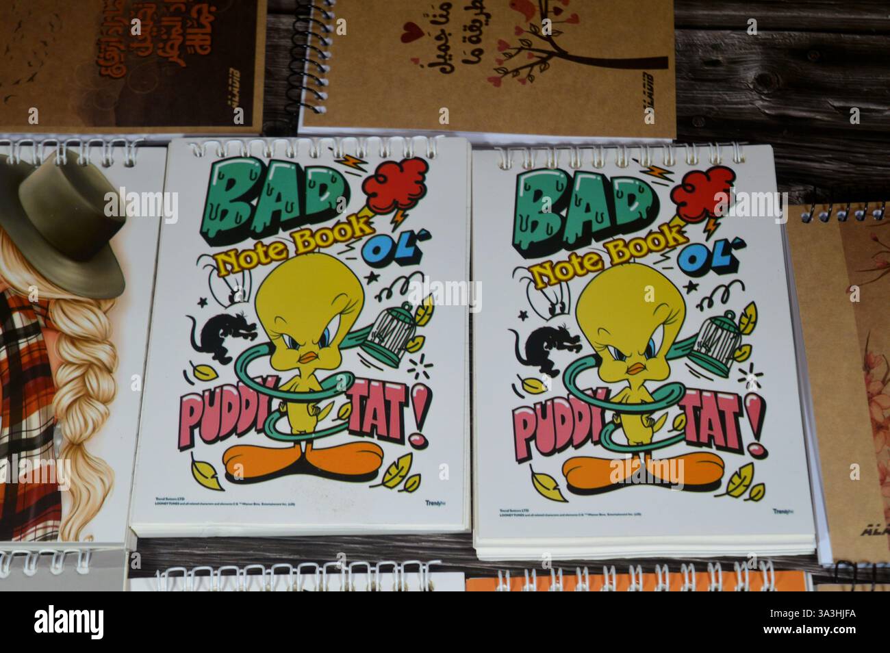 Cairo, Egypt, January 24 2025: Pile of note books, notebook, notepad ...