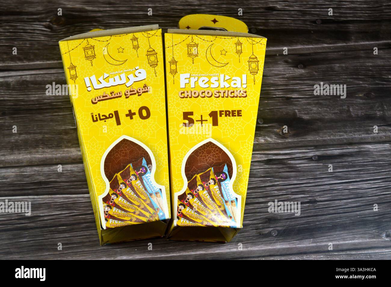 Cairo, Egypt, February 1 2025: Freska chocolate sticks by Edita in ...