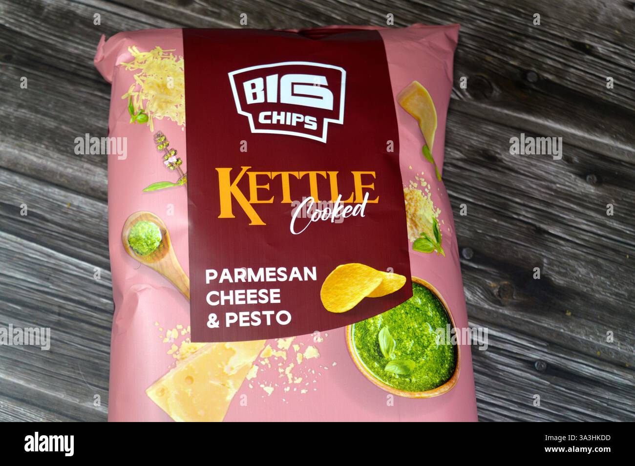 Cairo, Egypt, January 21 2025: Parmesan cheese and pesto flavor big ...