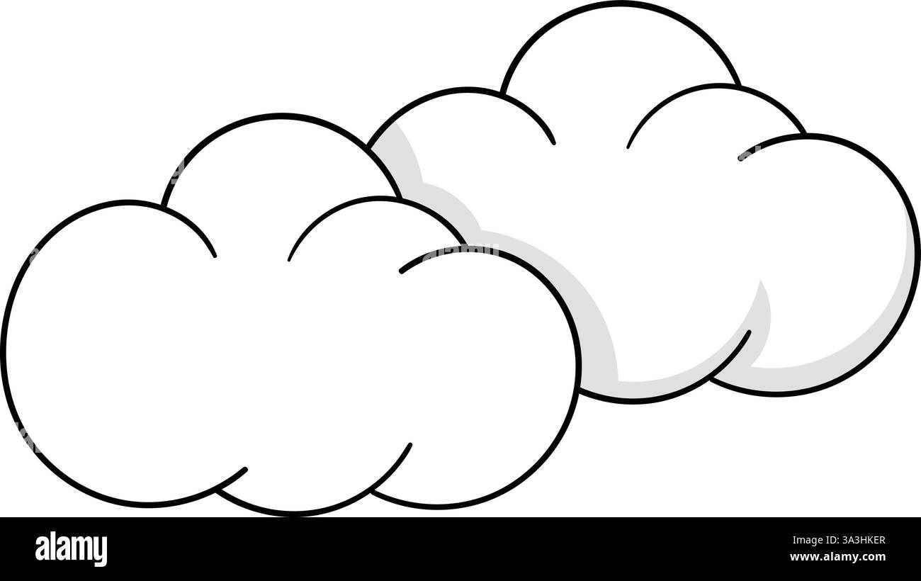 This digital illustration features two fluffy clouds with a minimalist ...