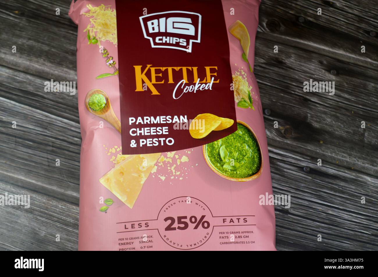Cairo, Egypt, January 21 2025: Parmesan cheese and pesto flavor big ...