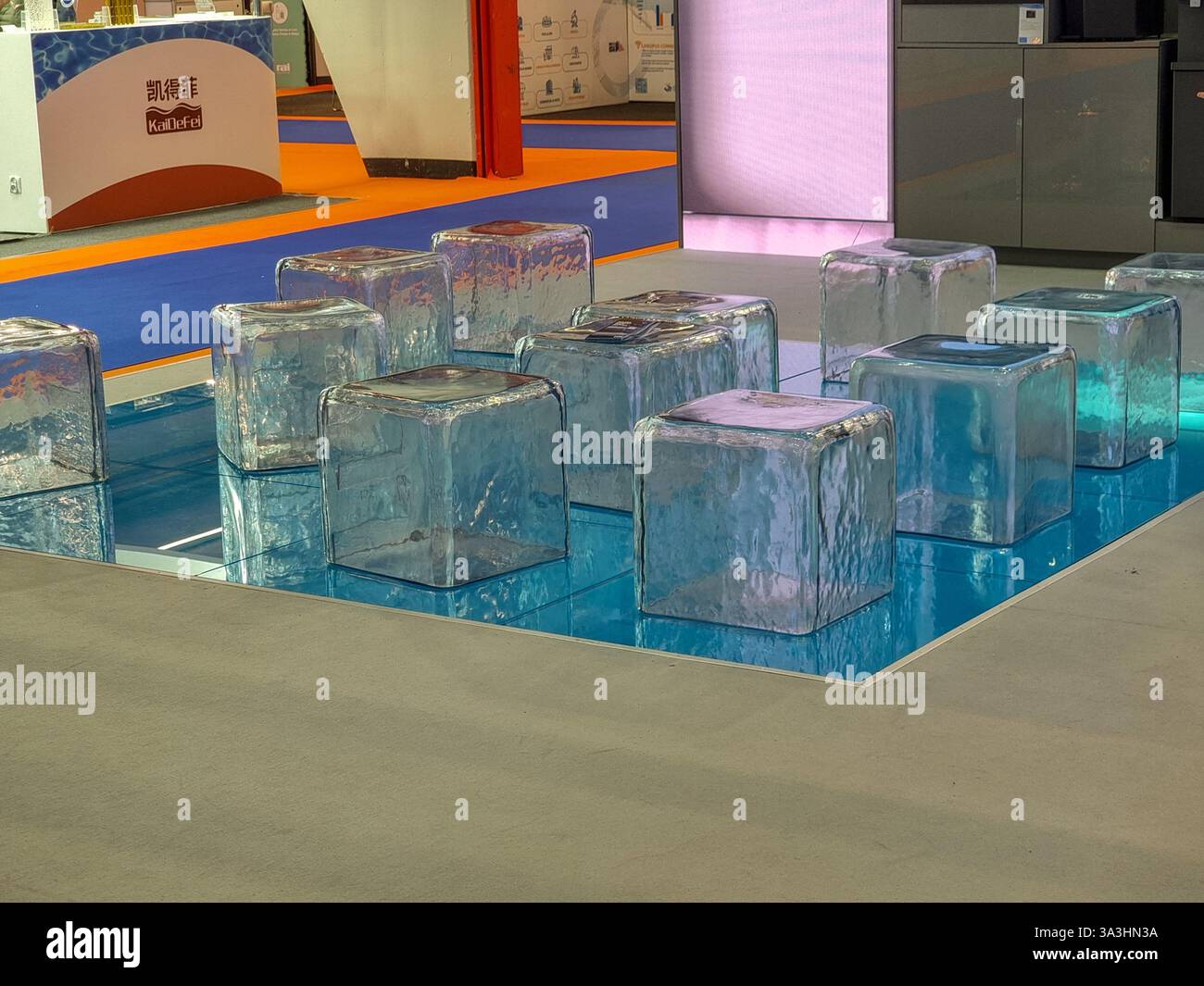 Design furniture: transparent seats looking like ice cubes Stock Photo ...