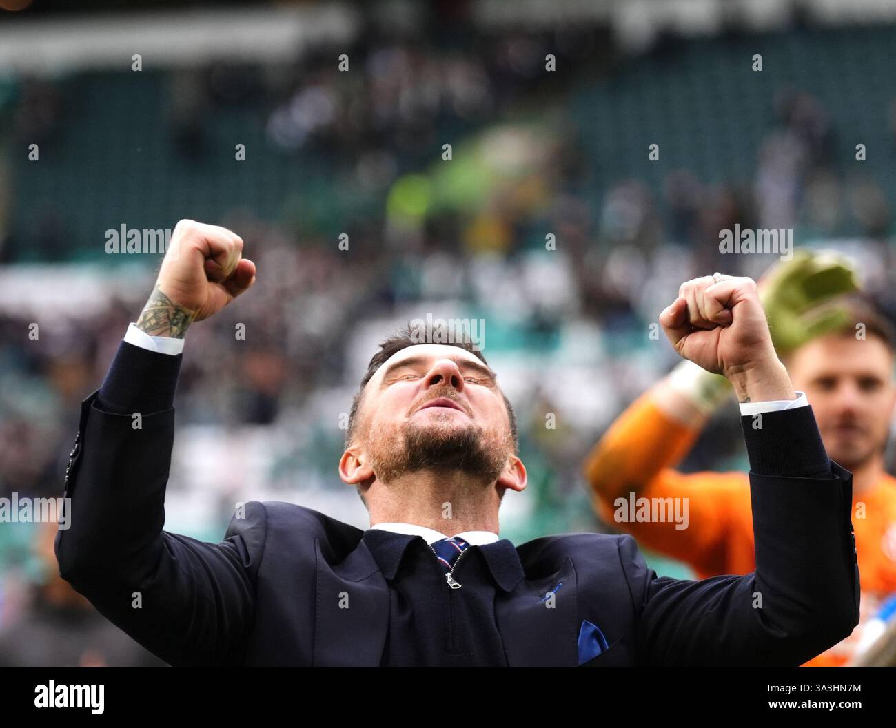 Rangers interim manager Barry Ferguson celebrates following the William ...