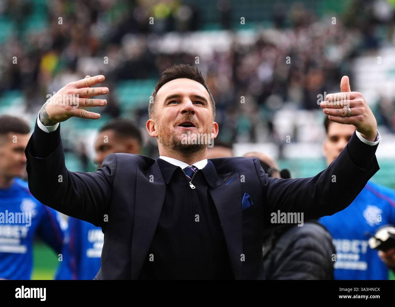 Rangers interim manager Barry Ferguson celebrates following the William ...