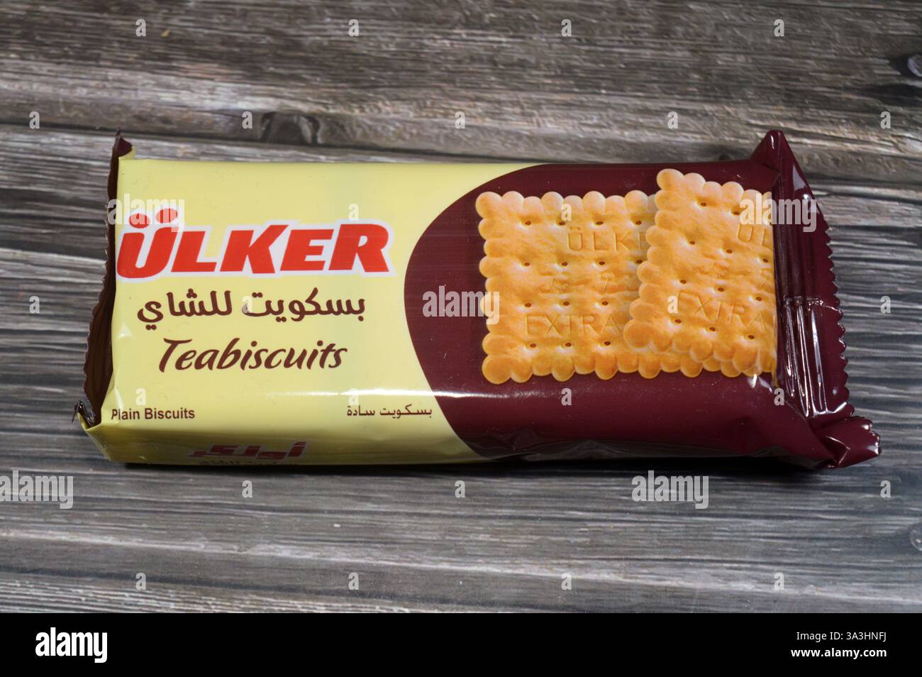 Cairo, Egypt, March 1 2025: Tea biscuits from Ulker, plain biscuit ...