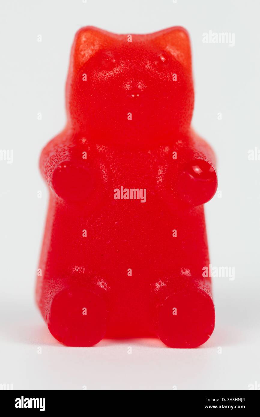 Homemade red gummy bear candy isolated on white background Stock Photo ...