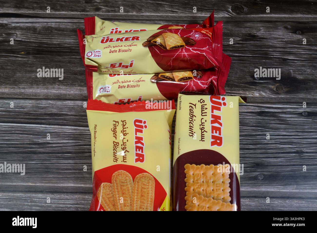 Cairo, Egypt, March 1 2025: Ulker Assorted biscuits, plain, fingers ...