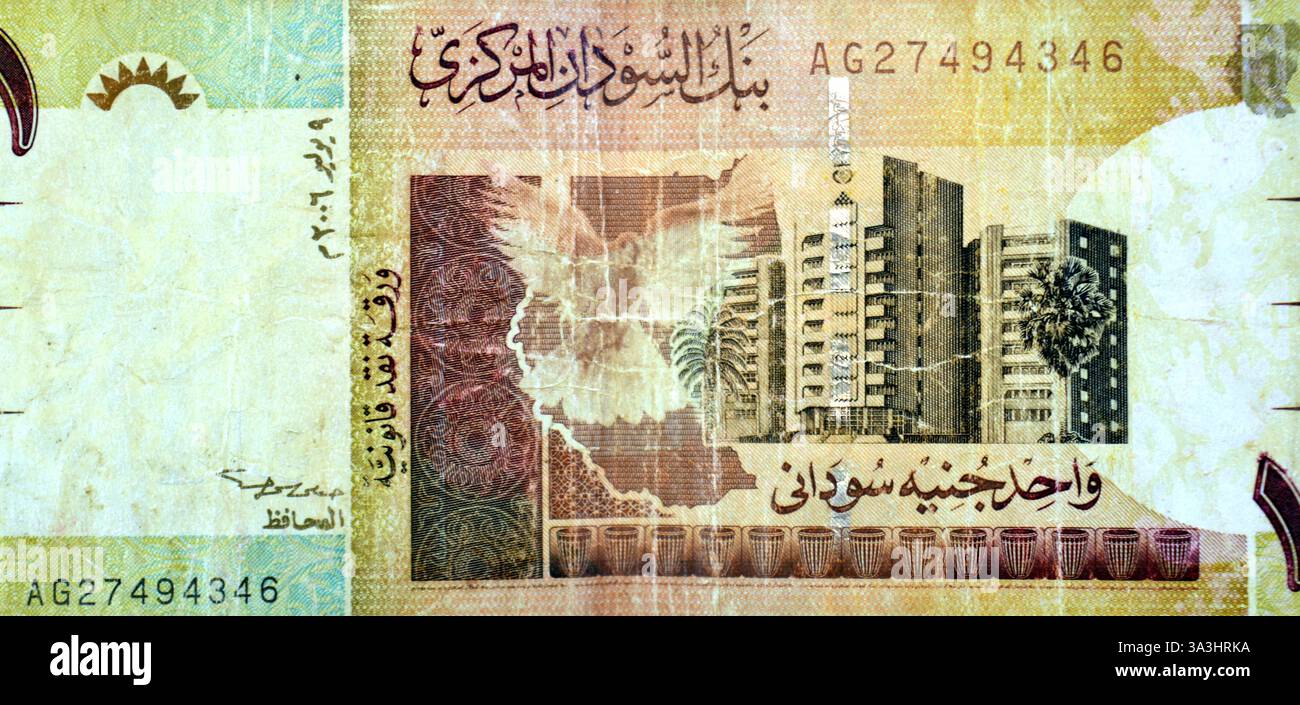 Large fragment of the obverse side of 1 SDG one Sudanese pound cash ...