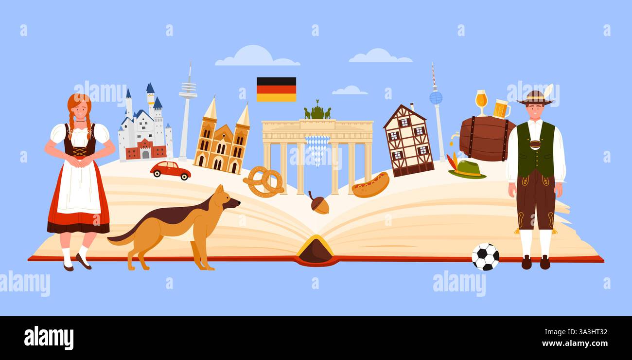 Culture elements of Germany, landmarks and food study in infographic ...