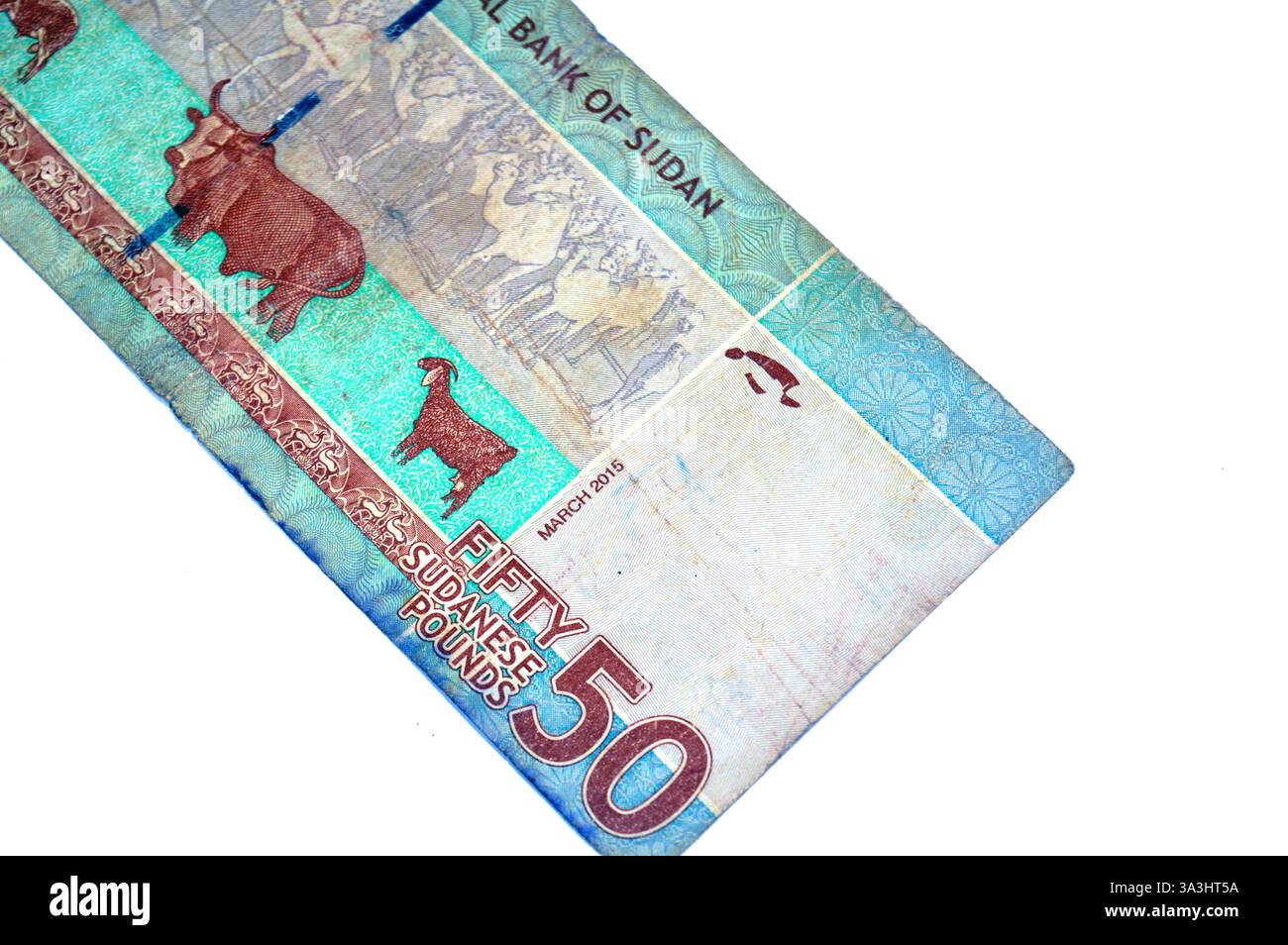 the reverse side of 50 SDG fifty Sudanese pound cash money bill ...