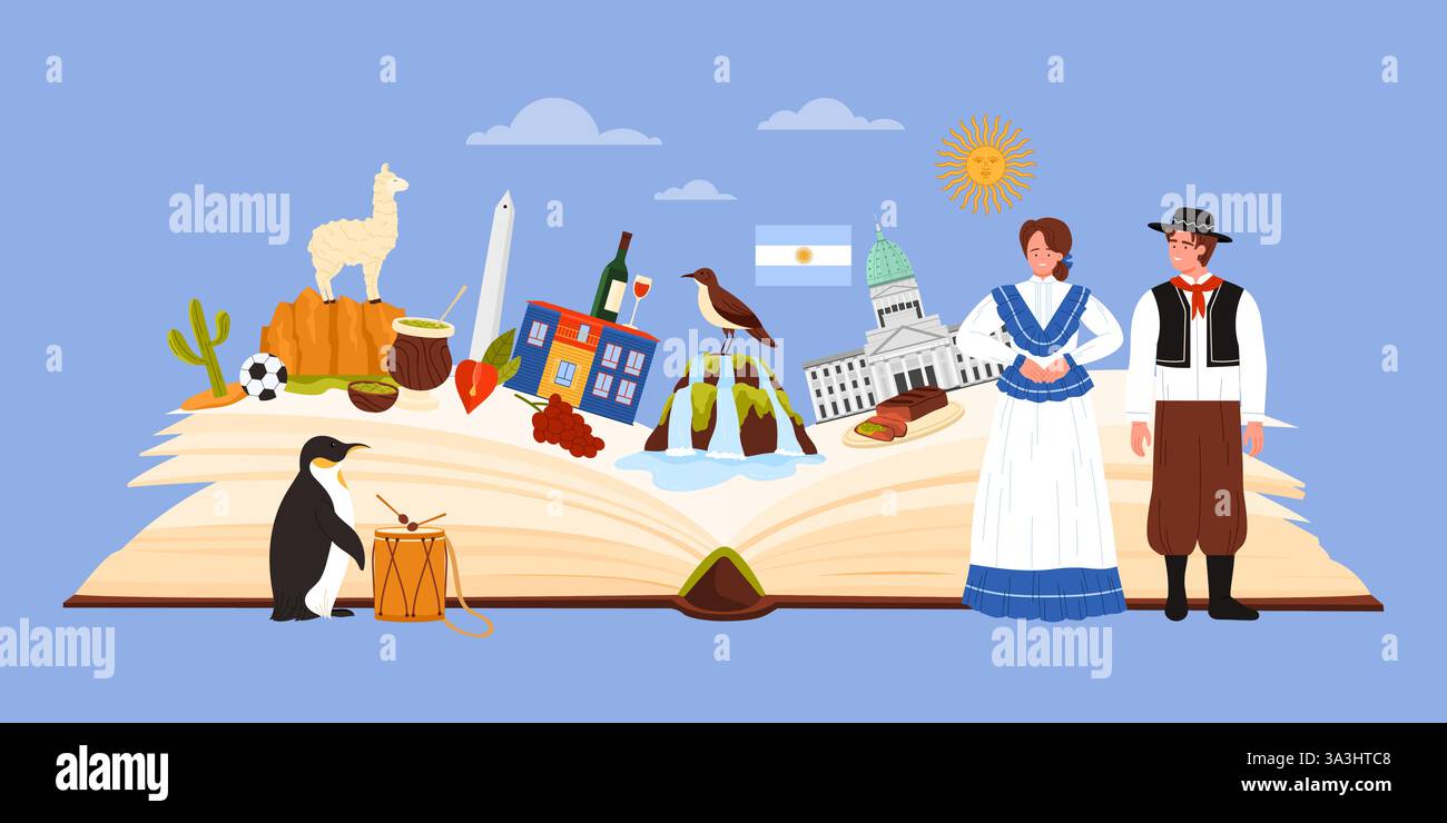Culture elements and famous places of Argentina study in infographic ...