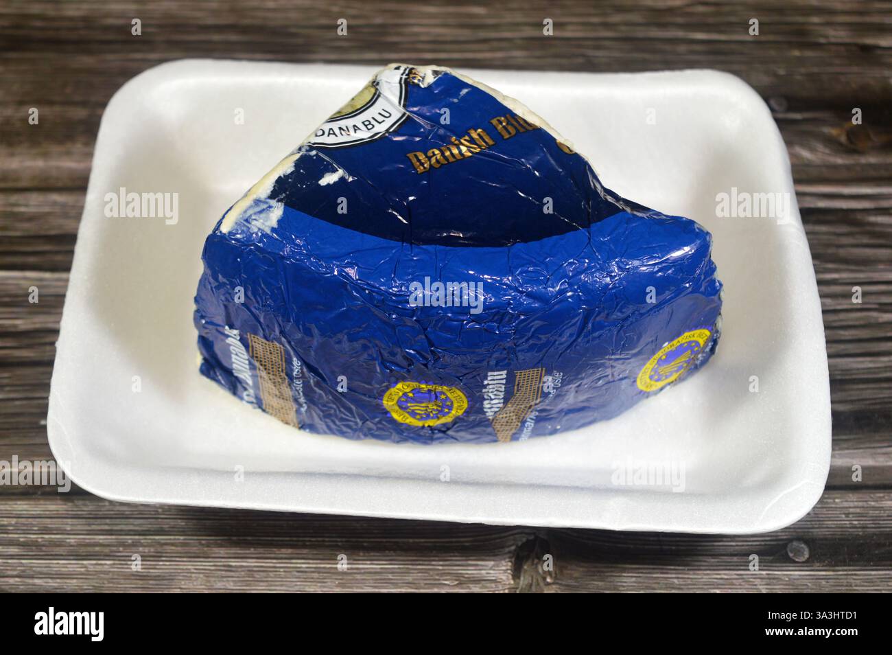 Cairo, Egypt, March 7 2025: Danablu, Danish Blue Cheese, a strong, blue ...