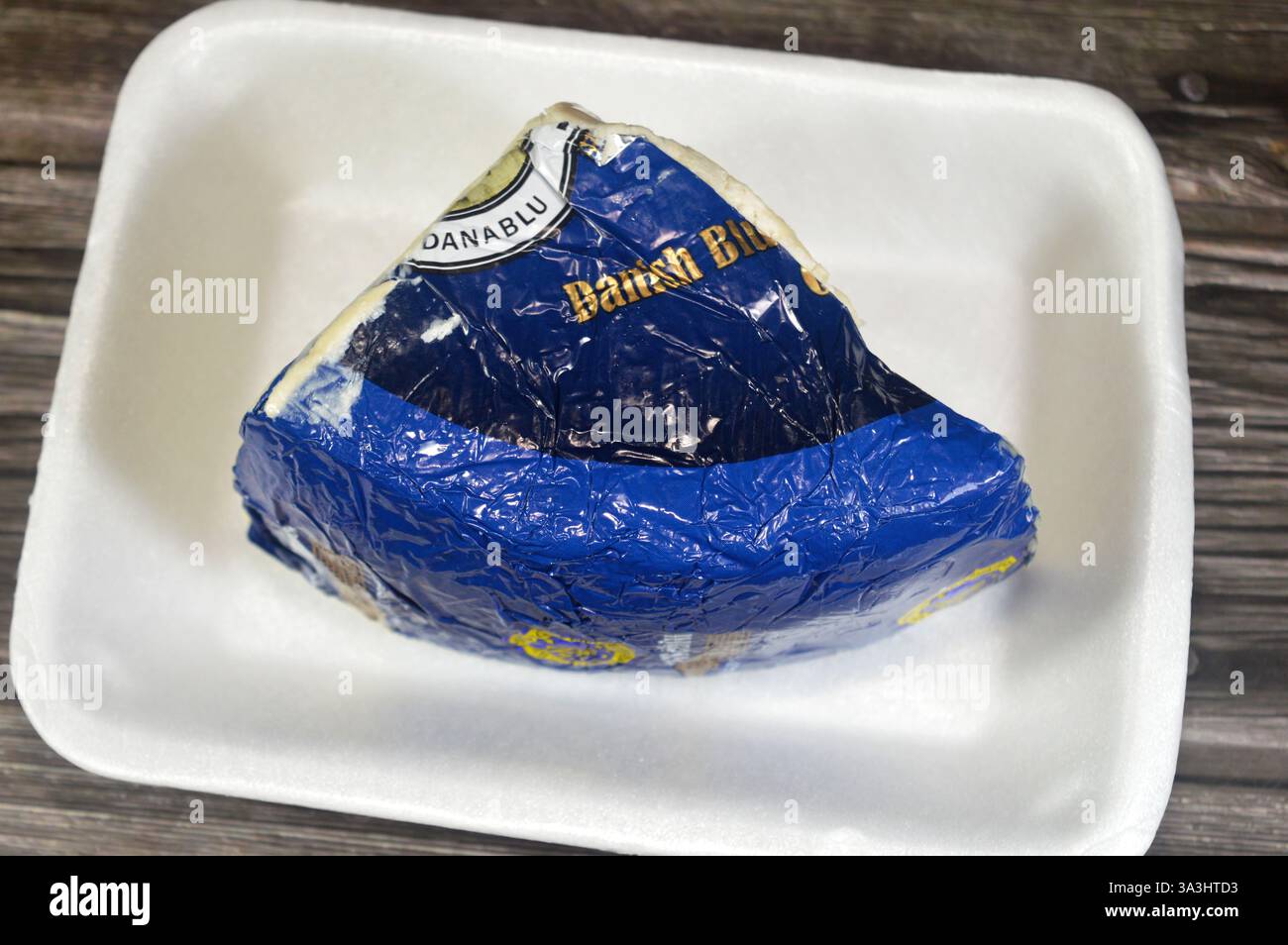 Cairo, Egypt, March 7 2025: Danablu, Danish Blue Cheese, a strong, blue ...