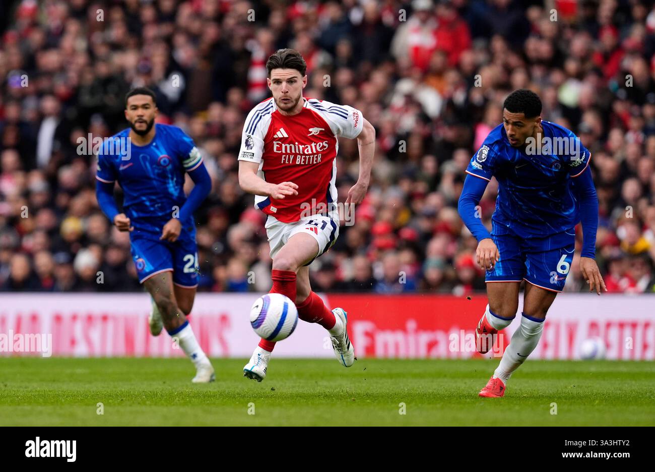 Arsenal's Declan Rice (centre) during the Premier League match at the ...
