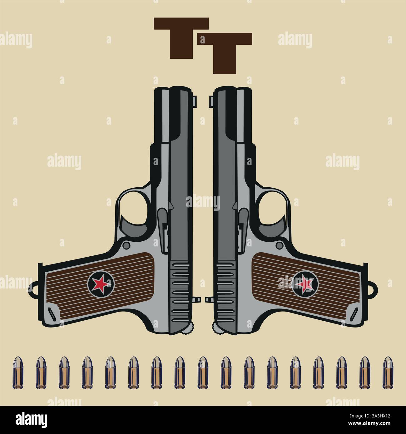 Old soviet russian pistol TT, world war 2 handgun and Target.. Vector ...