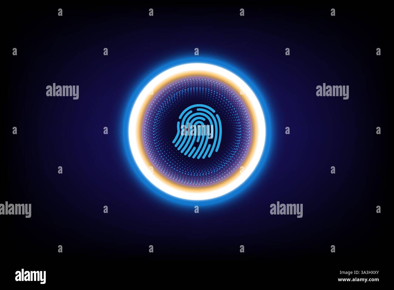 fingerprint scanning Cyber security technology concept, futuristic Hi-tech style. Vector and ...