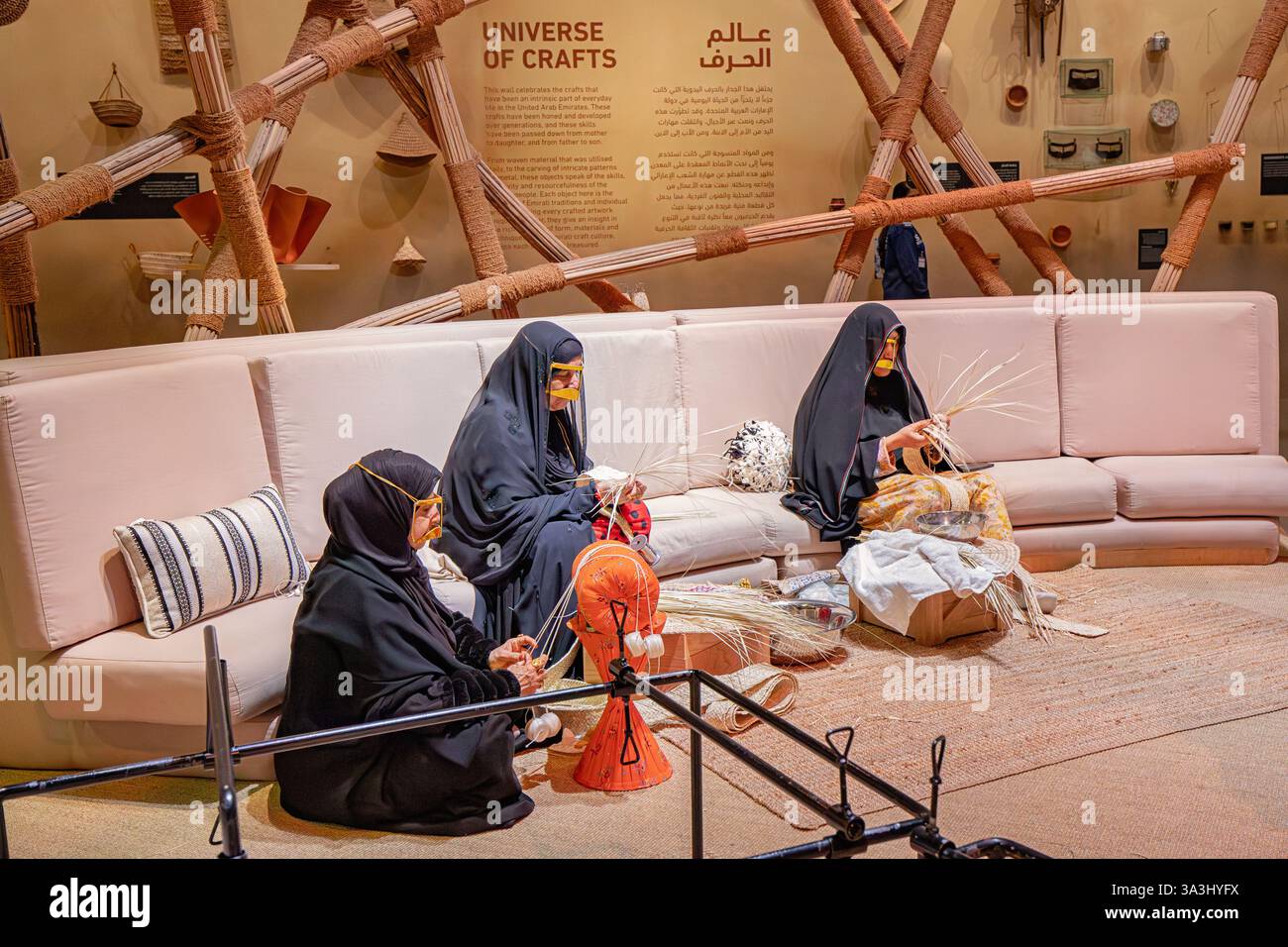 16 January 2025, Abu Dhabi, UAE: Women demonstrating traditional ...