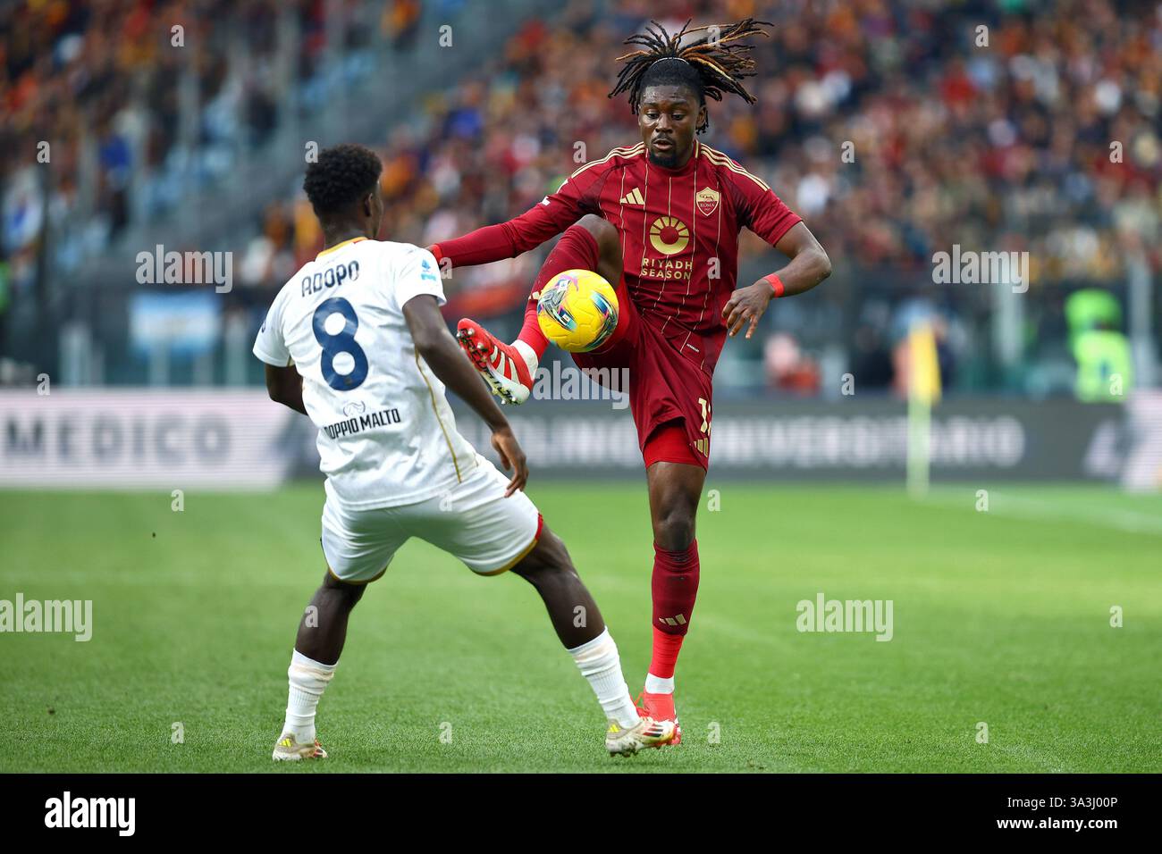 Rome, Italy. 16th Mar, 2025. Manu Kone' of Roma in action during the ...