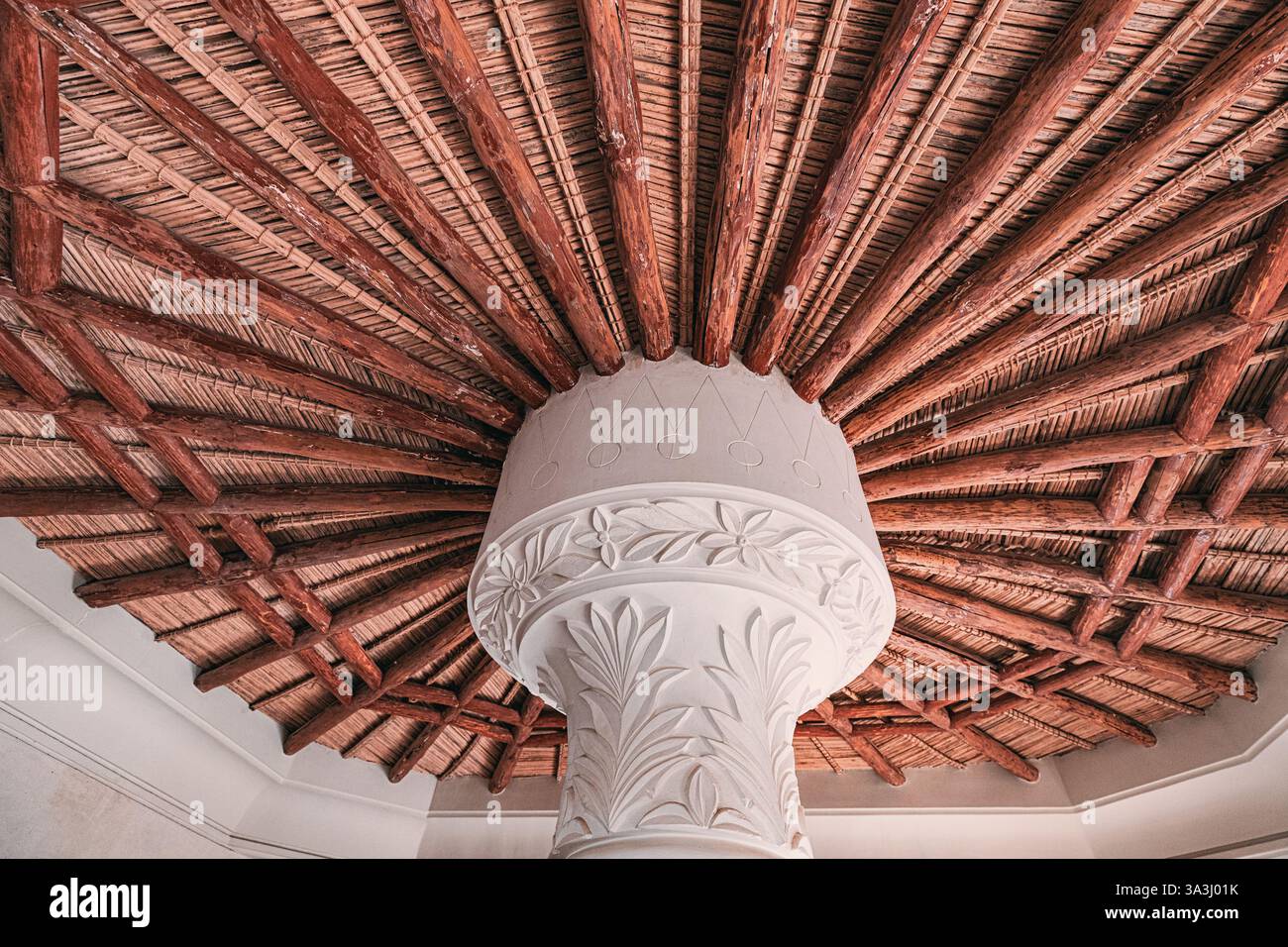 16 January 2025, Abu Dhabi, UAE: Wooden beams radiating from a central ...