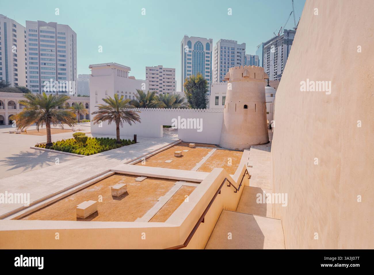 16 January 2025, Abu Dhabi, UAE: Historic fort Qasr al Hosn surrounded ...