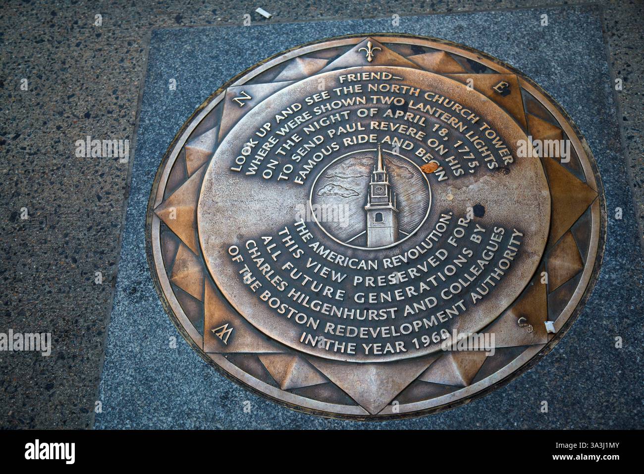 The Freedom Trail bronze manhole road sign in Boston, MA Stock Photo ...