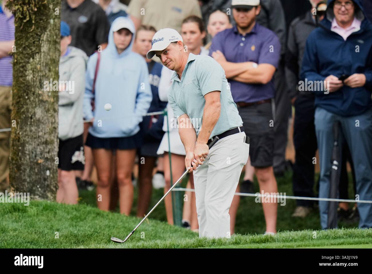 Bud Cauley hits on to the fifth green during the final round of The ...