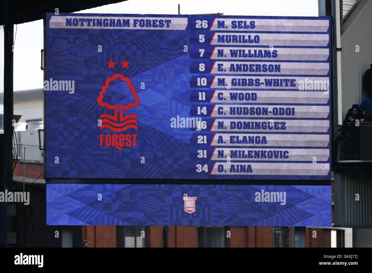 Nottingham Forest starting line-up during the Premier League match ...